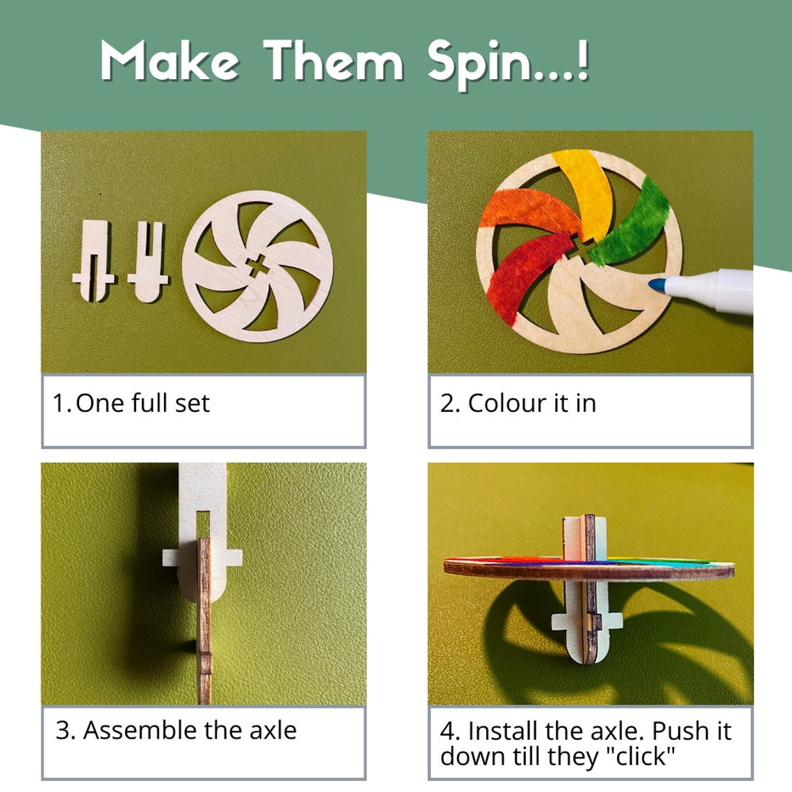 DIY Optical Illusion Spinning Top Kit | Kids Craft Kit | Color in ...