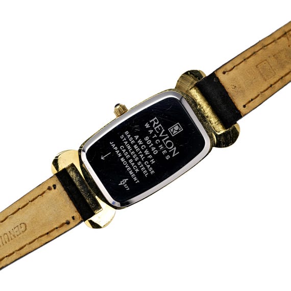 Revlon Vintage 1990s Ladies Tank Watch Scroll Design … - Gem