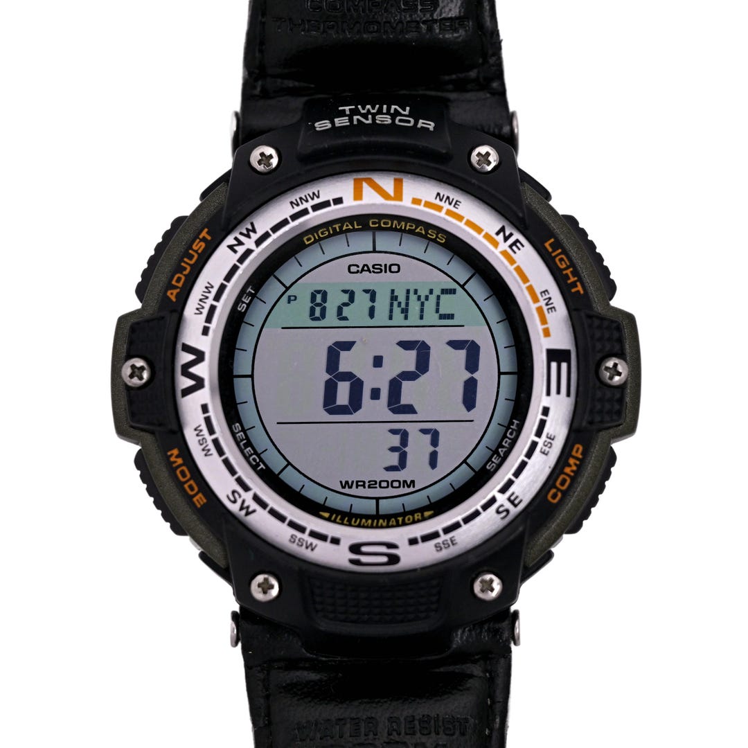 Casio Twin Sensor Men's World Time Vintage Watch SGW100B - Etsy