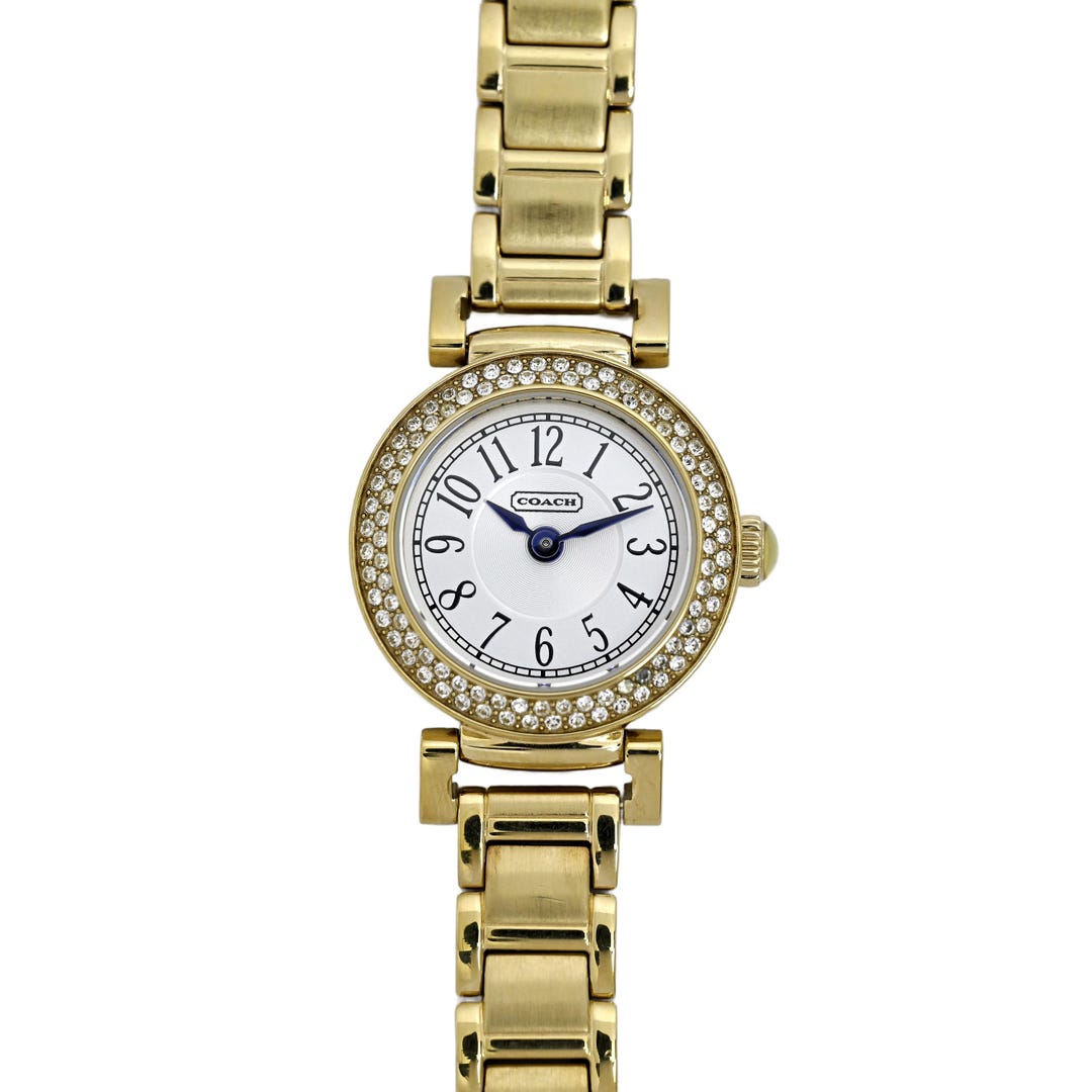 Coach Ladies Gold Plated White Dial Arabic Numeral Wrist Watch Diamond ...