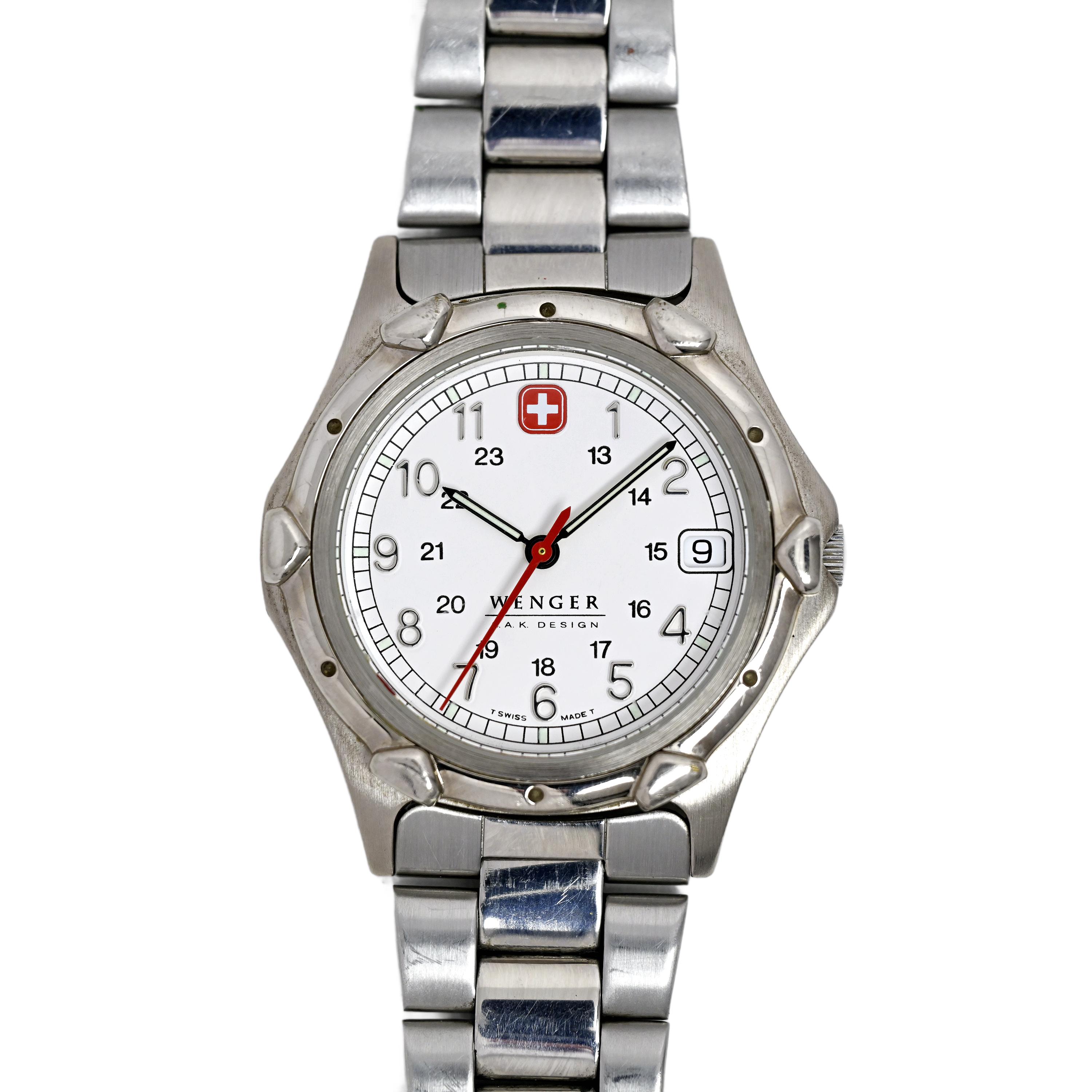 Wenger SAK Men's Vintage 90's White Dial With Stainless Steel Bracelet ...
