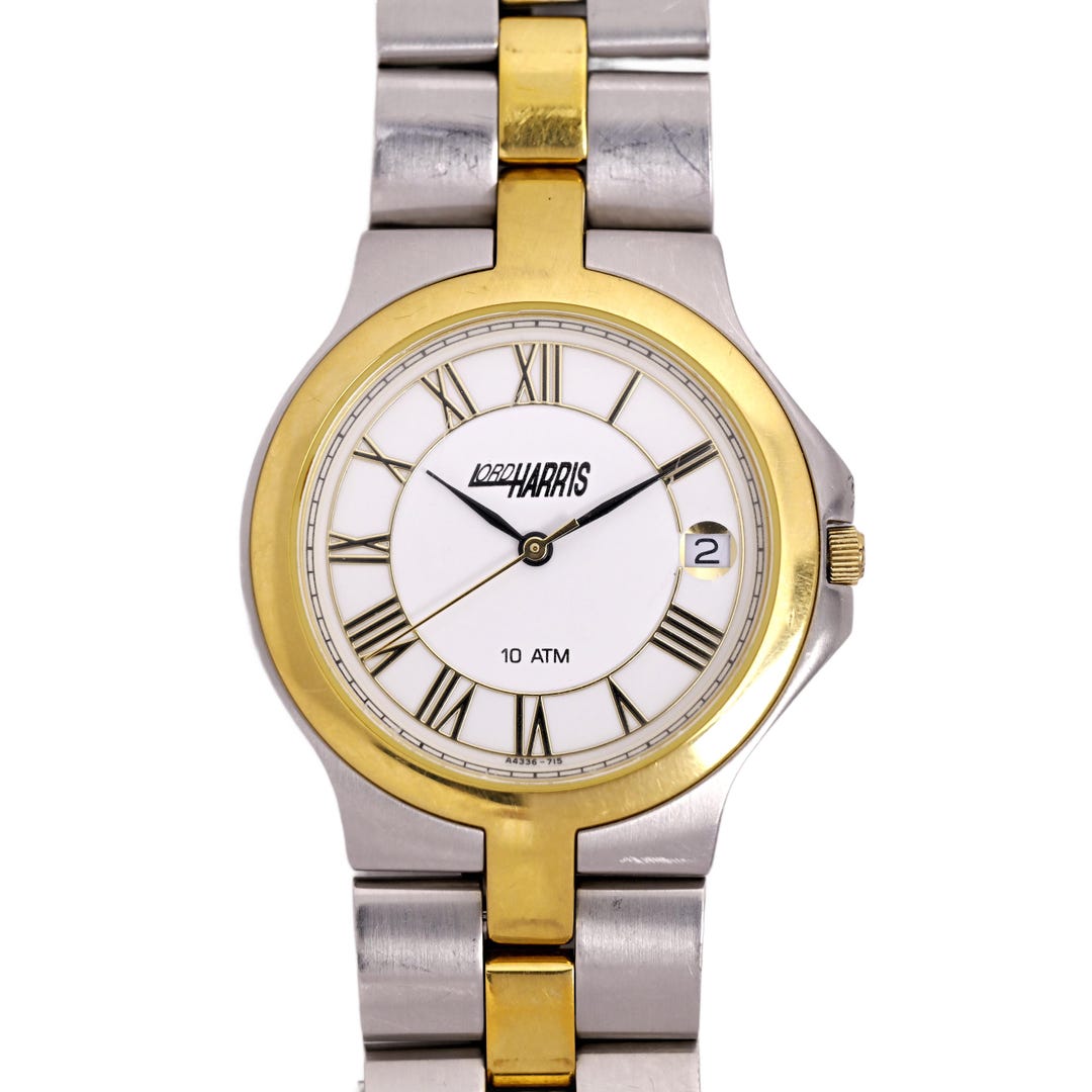 Lord Harris Vintage 1990s Two Tone Integrated Men's Wrist Watch Swiss ...