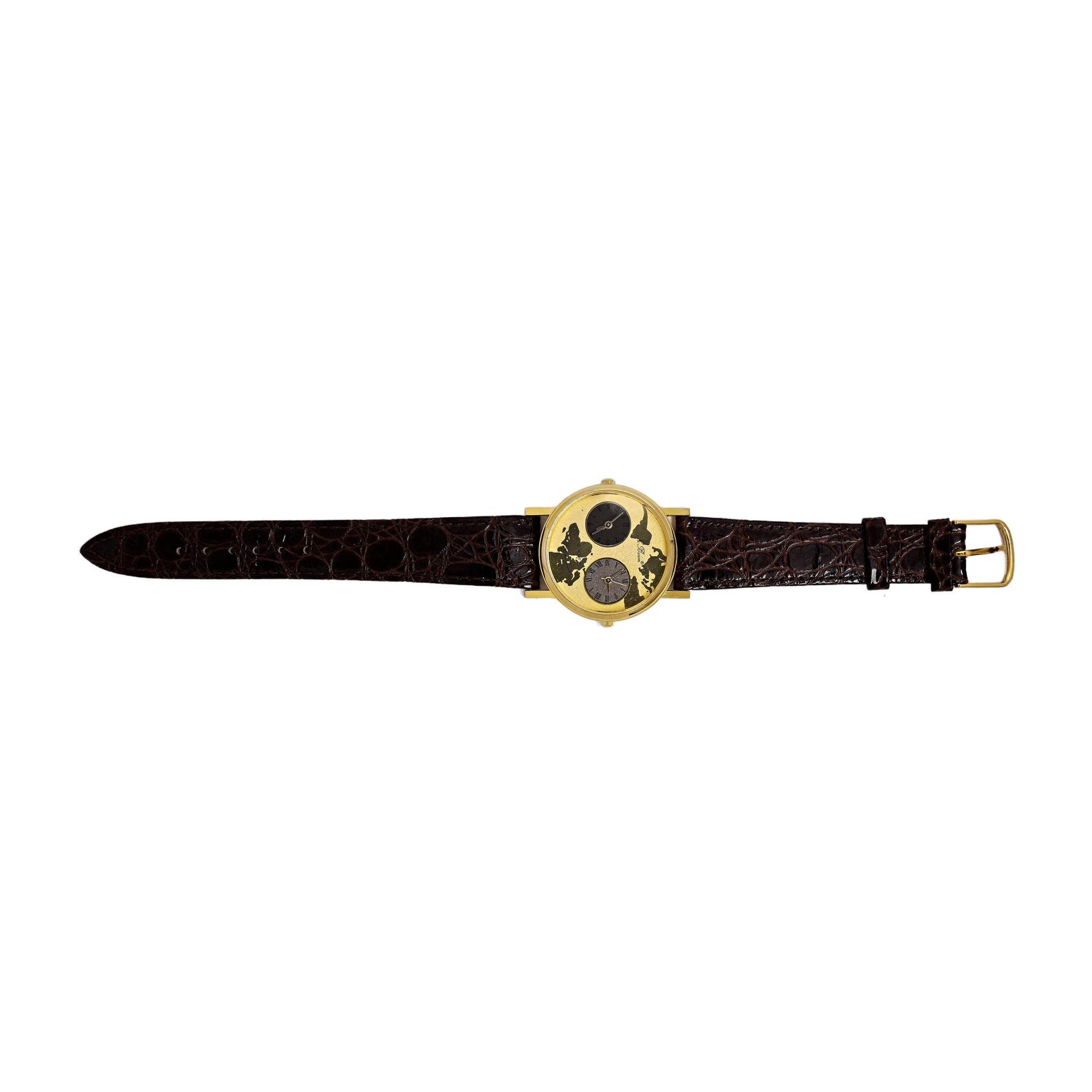 Le Baron Vintage Dual Time Wrist Watch Quartz Gold Tone 34mm - Etsy