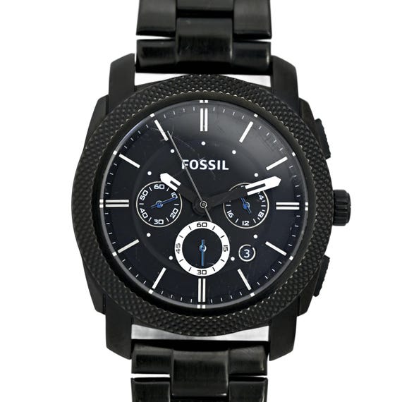 Fossil Chronograph Machine Black Stainless Steel Brac… - Gem