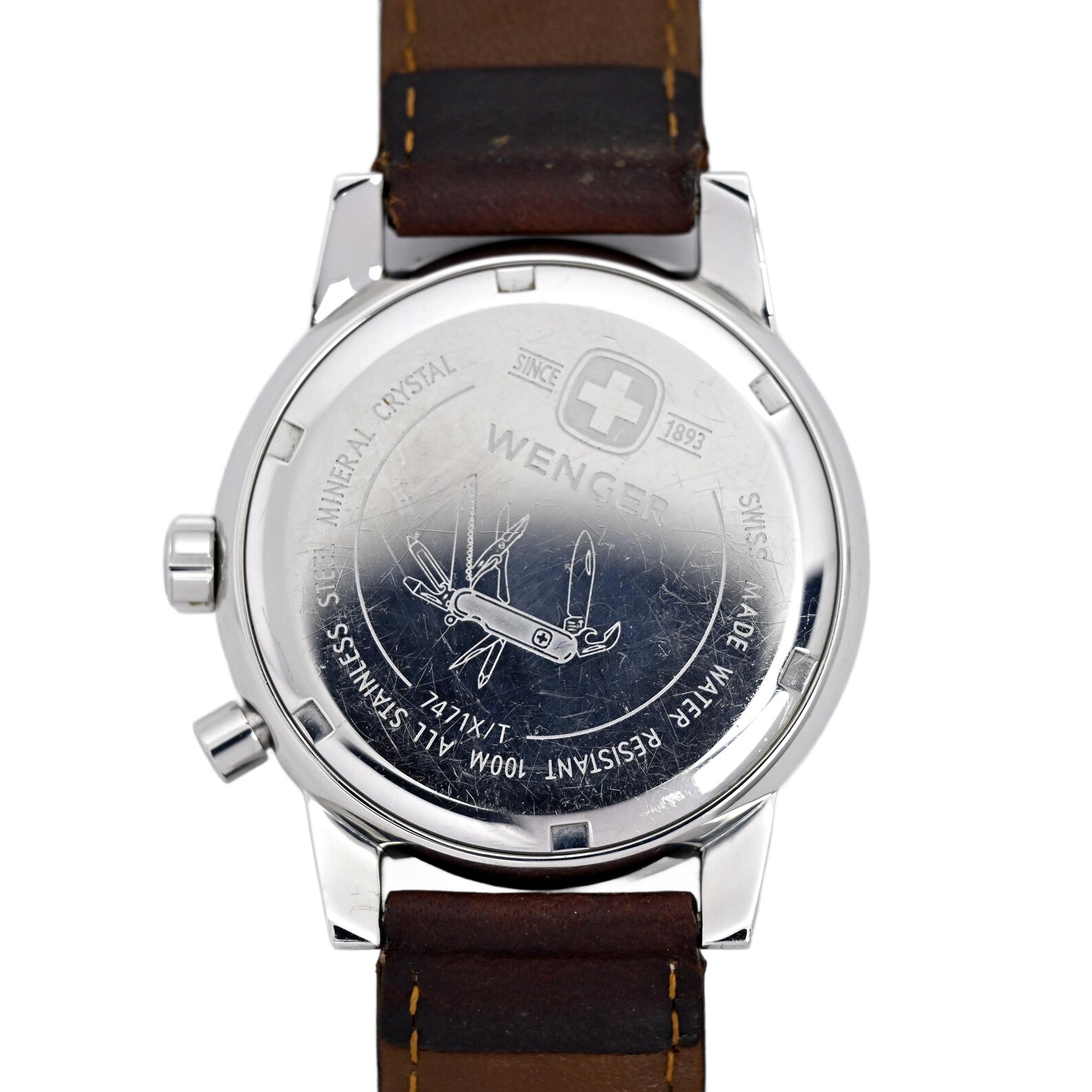 Swiss Army Wenger Commando Dual Time Brown Dial 40mm Big Date Wrist ...