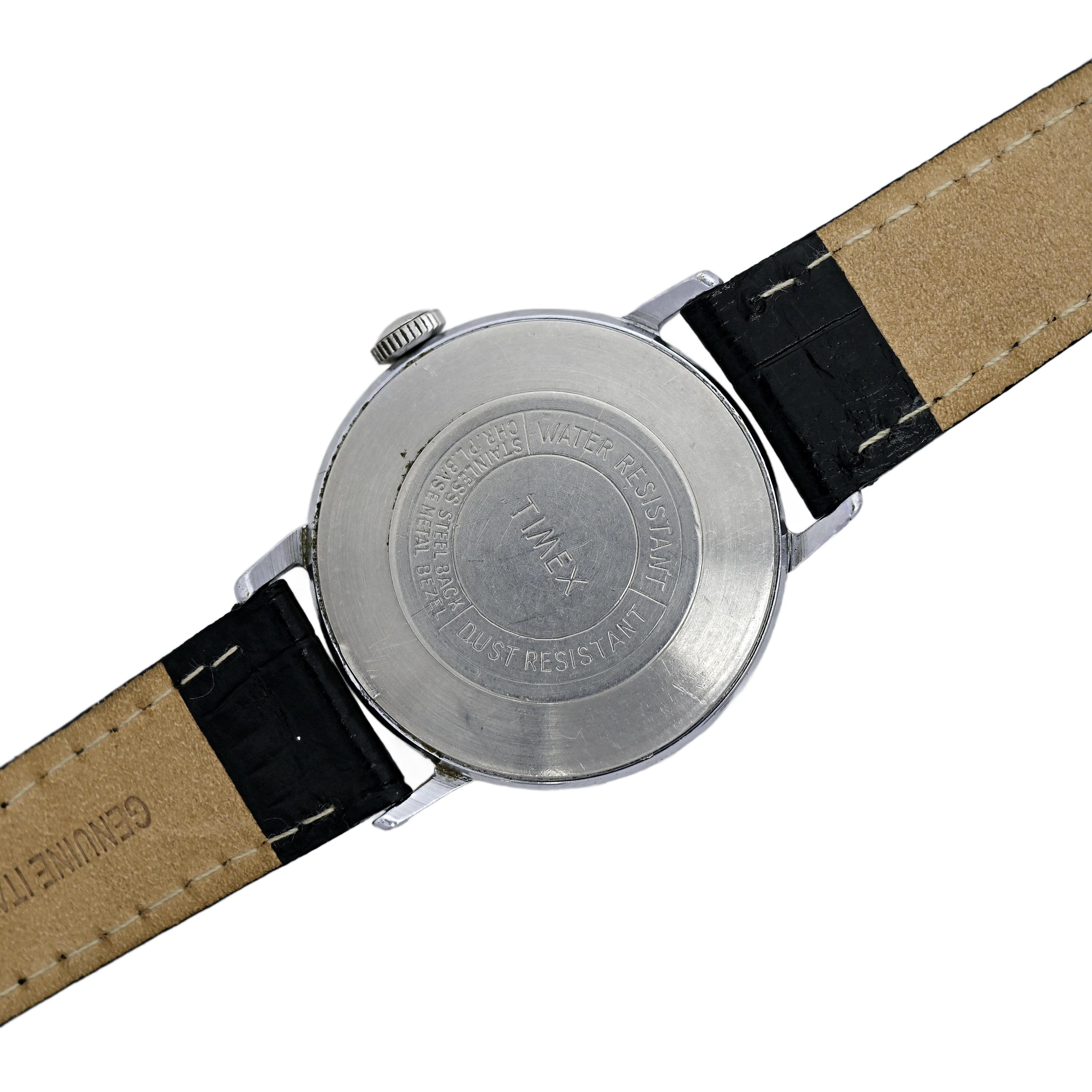 Timex Sprite 1974 Vintage Unisex Wrist Watch White Crosshair Dial Date ...