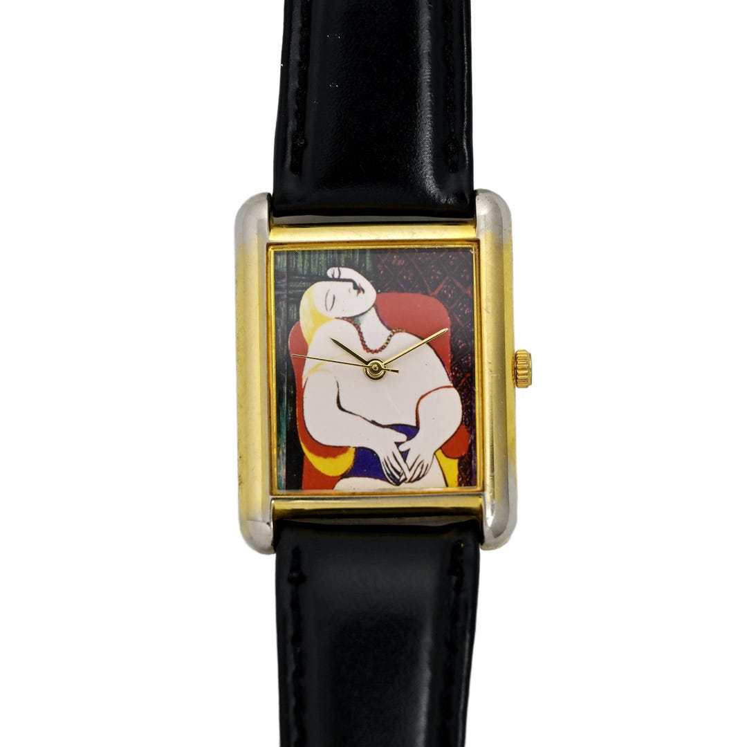 Pablo Picasso Vintage Tank Gold Tone Genuine Leather Watch - Etsy