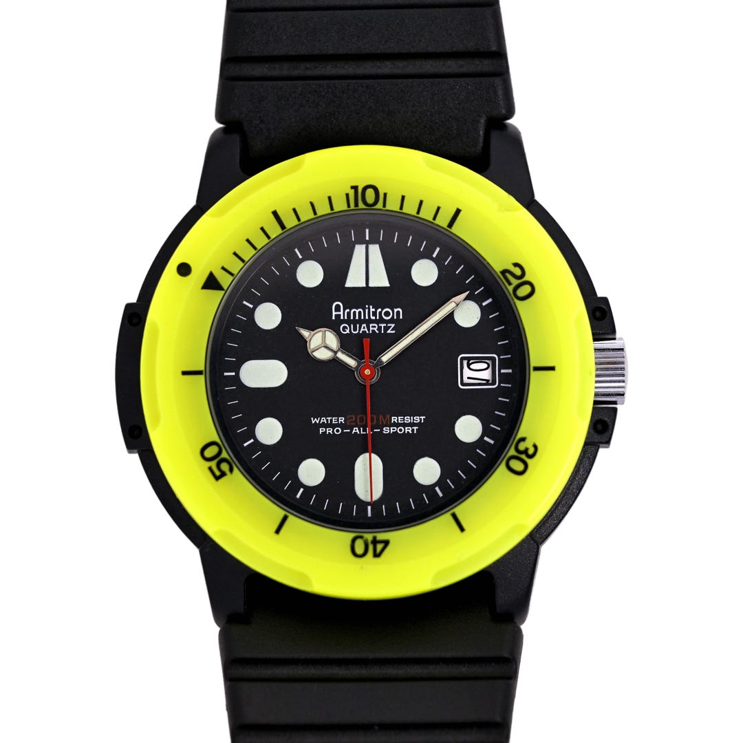 Armitron Green Pro All Sport Diver Wristwatch 200M Rare Vintage Y142B ...