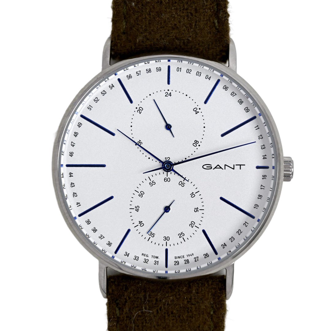 Gant Men's 41mm Wrist Watch White Dial Blued Hands Quartz 24H Brown ...