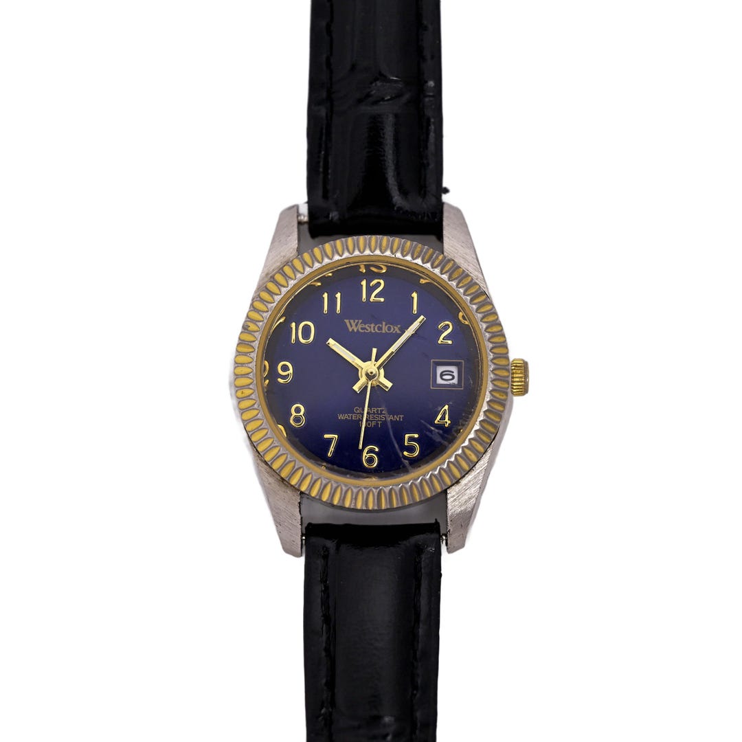 Westclox Japanese Wrist Watch Blue Dial Golden Numerals 26mm - Etsy