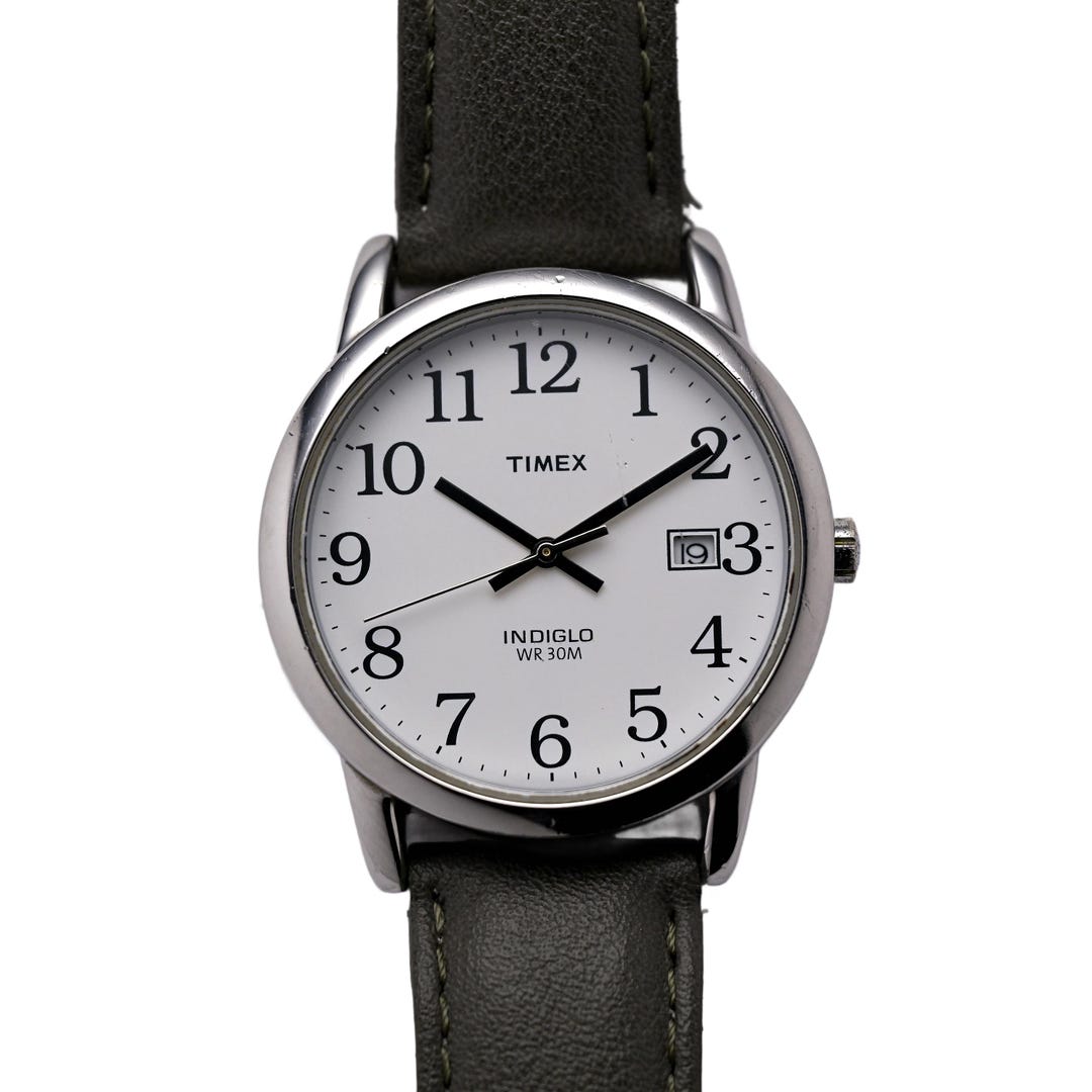 Timex Easy Reader White Dial Grey Genuine Leather - Etsy