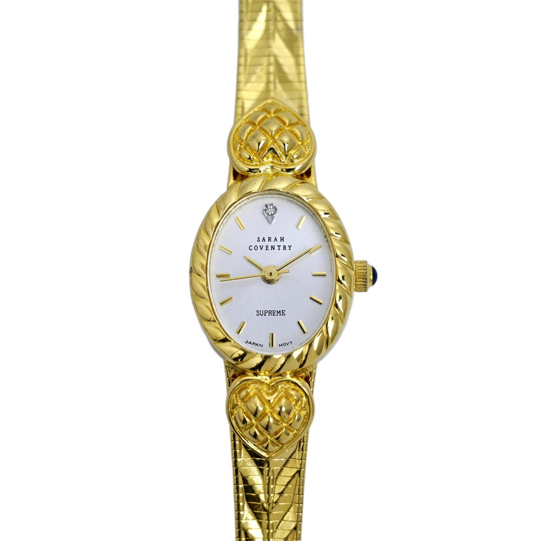 Sarah Coventry Ladies Gold Plated Vintage White Dial Quartz Wrist Watch ...