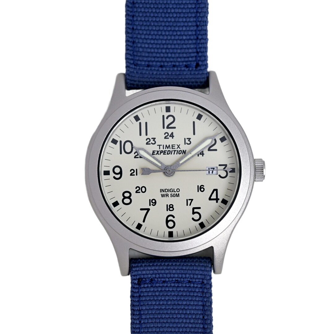 Timex Expedition Indiglo Cream Dial Men's Blue Nyon Strap TW4B13800 - Etsy
