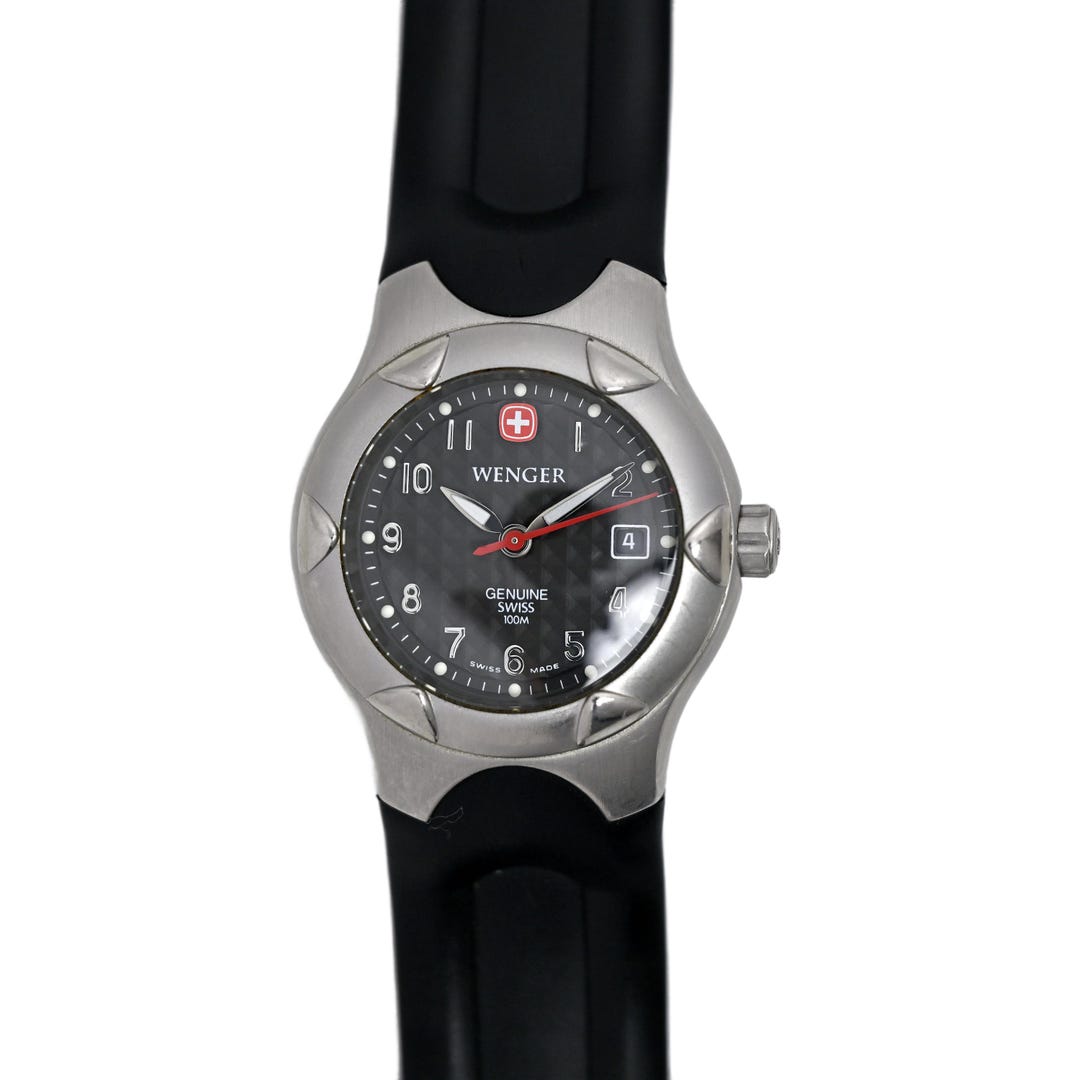 Swiss Army Wenger Vintage 1990s Ladies 100M Wrist Watch Quartz Black ...