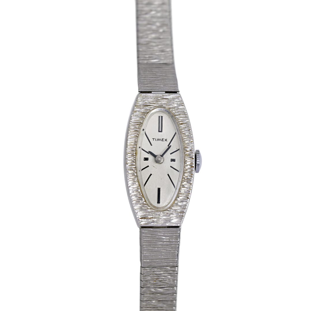 Timex Ladies Tank Vintage 1970's Mechanical Watch Dainty, White Dial ...