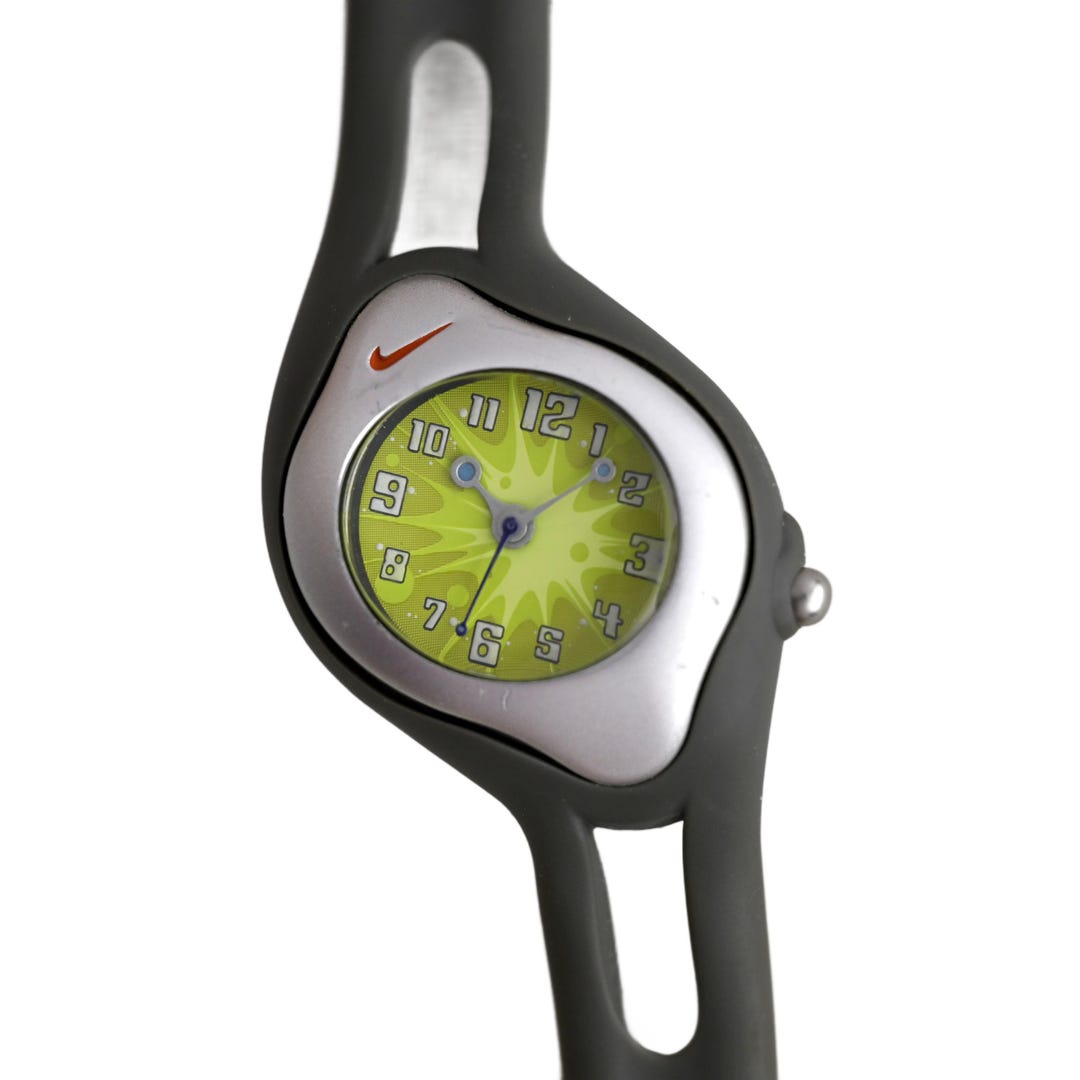 Nike Sports Watch Green Sunburst Dial Black Rubber Strap Analog Quartz ...