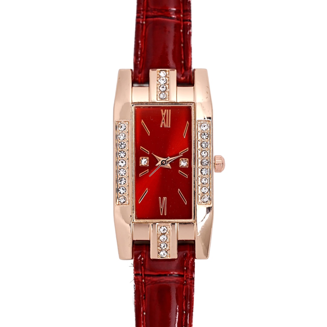 Rose Gold Red Dial Ladies Quartz Wrist Watch - Etsy