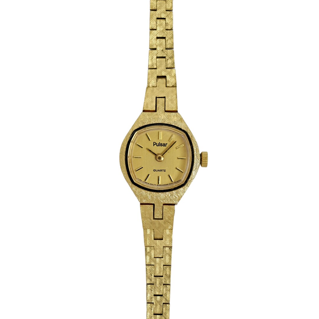 Pulsar by Seiko Ladies Bangle Gold Plated Vintage 1990's Cocktail Wrist ...