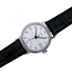 Timex Sprite 1974 Vintage Unisex Wrist Watch White Crosshair Dial Date ...