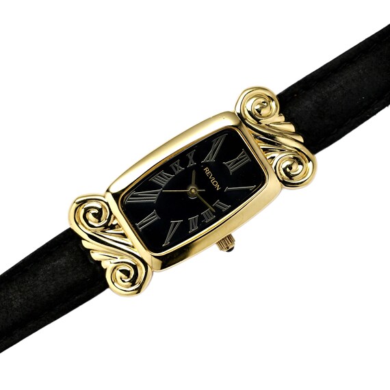 Revlon Vintage 1990s Ladies Tank Watch Scroll Design … - Gem