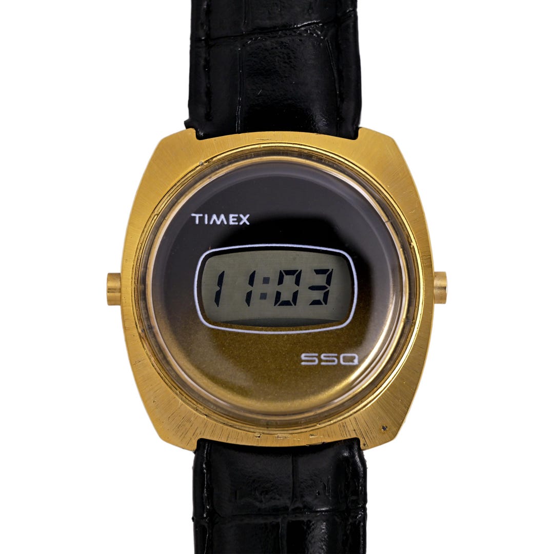 Timex SSQ LCD Vintage 1970's 37mm Gold Plated Men's Watch Genuine ...