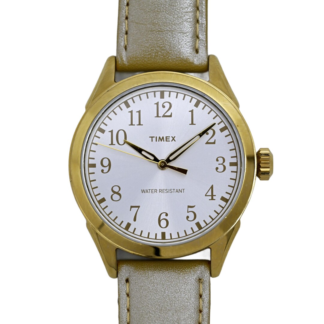 Timex Easy Reader Unisex Gold Plated White Sunburst Dial Quartz Watch ...