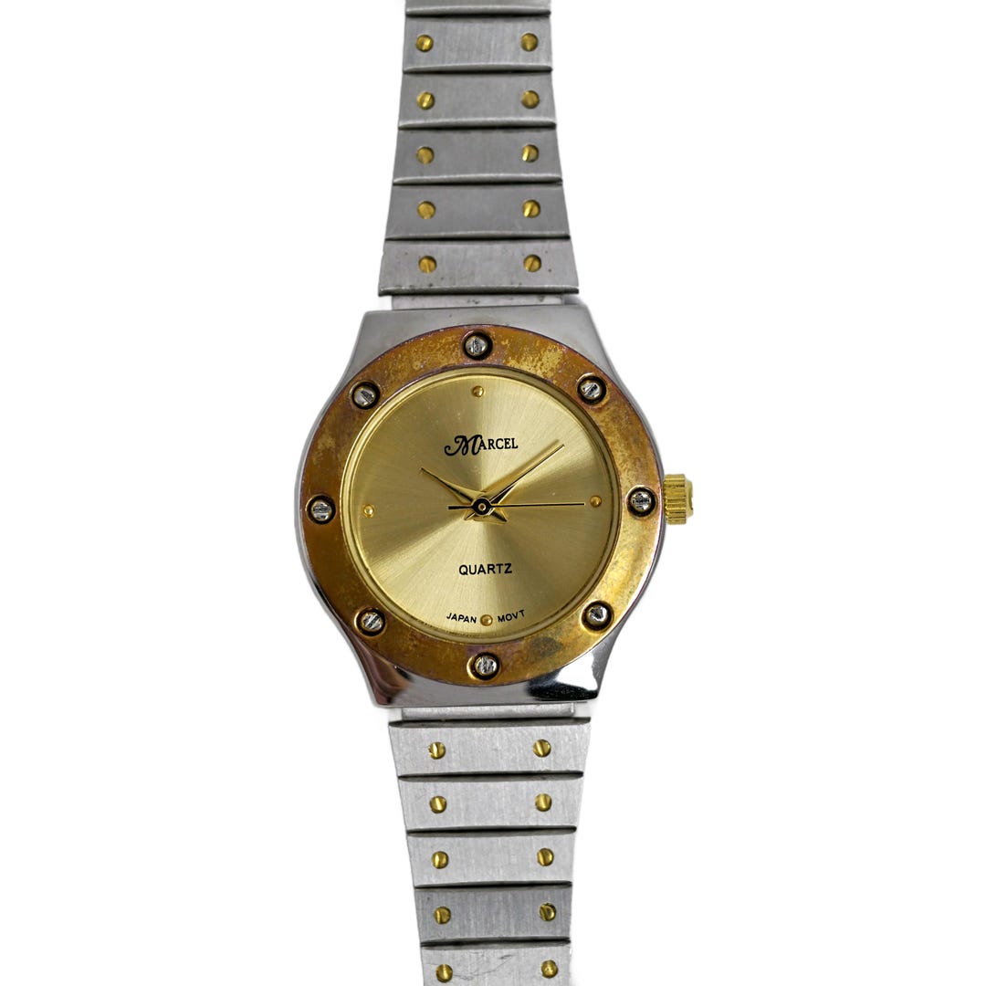 Marcel Quartz Watch Two Tone Japan Movement Champagne Dial Vintage ...
