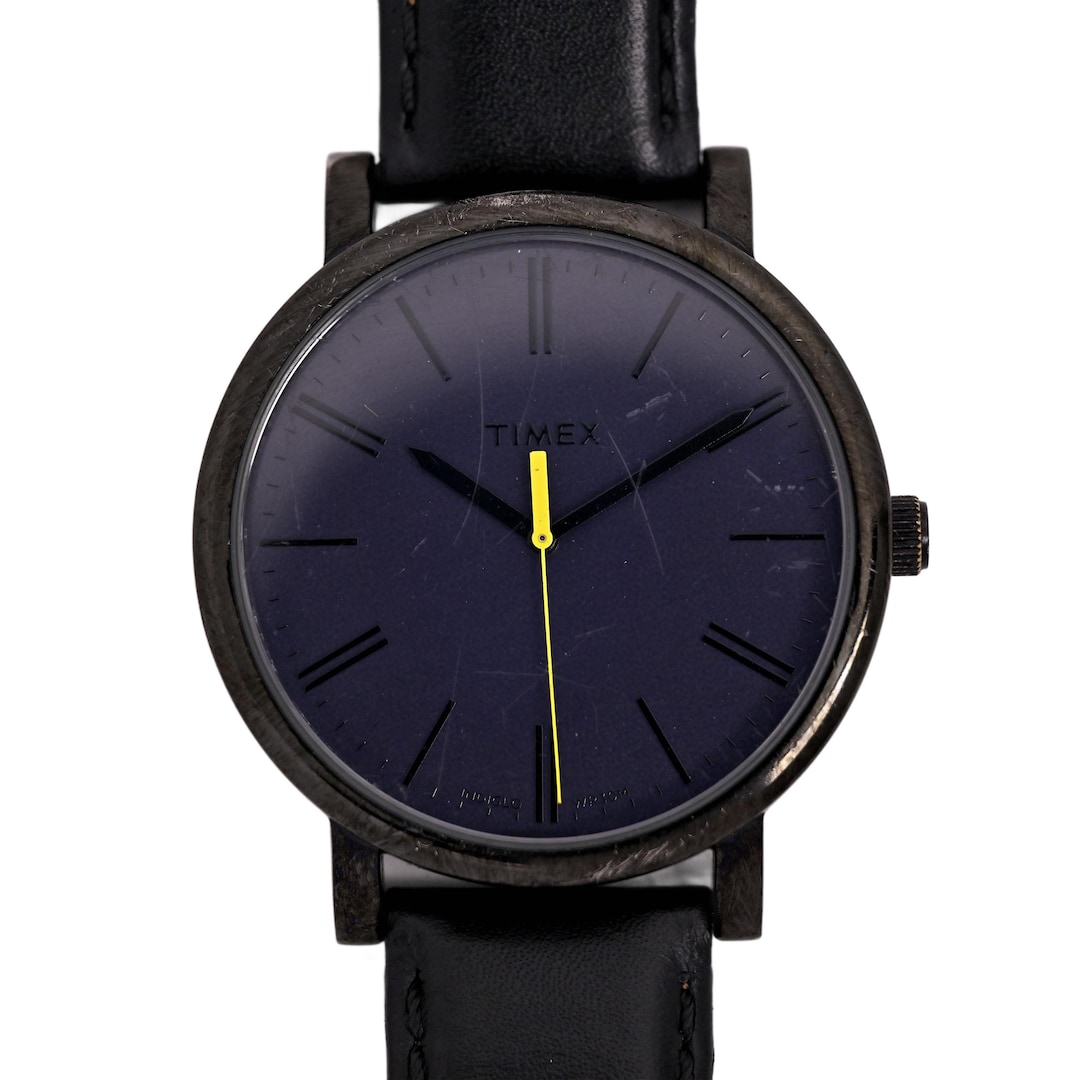 Timex Black Ion Easy Reader Black Leather Men's Wrist Watch T2N793 42mm ...