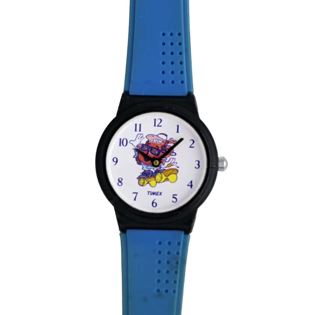 Timex Kool Aid Character Watch Blue Rubber Strap Cartoon Car White Dial ...