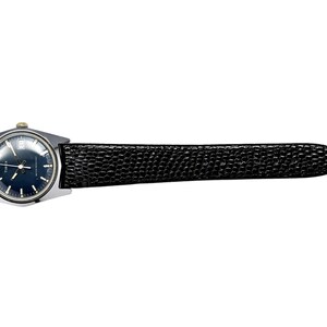 Timex Vintage Watch Blue 1979 Sunburst Dial Genuine Lizard Leather ...