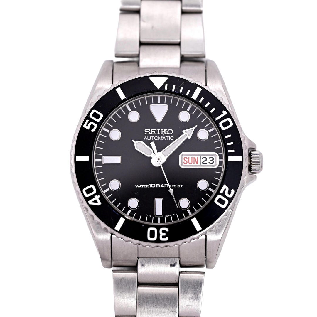 Seiko Diver Vintage SKX023 37mm Black Dial Automatic Men's Watch 7S26 ...