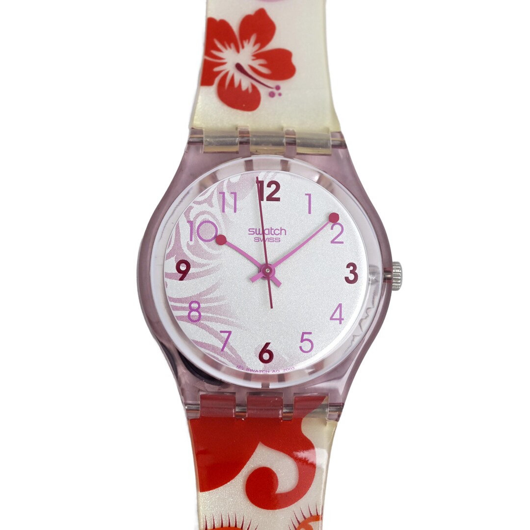 Swatch AG2003 Flower Hibiscus Swiss Made Wrist Watch Unisex 34mm White ...