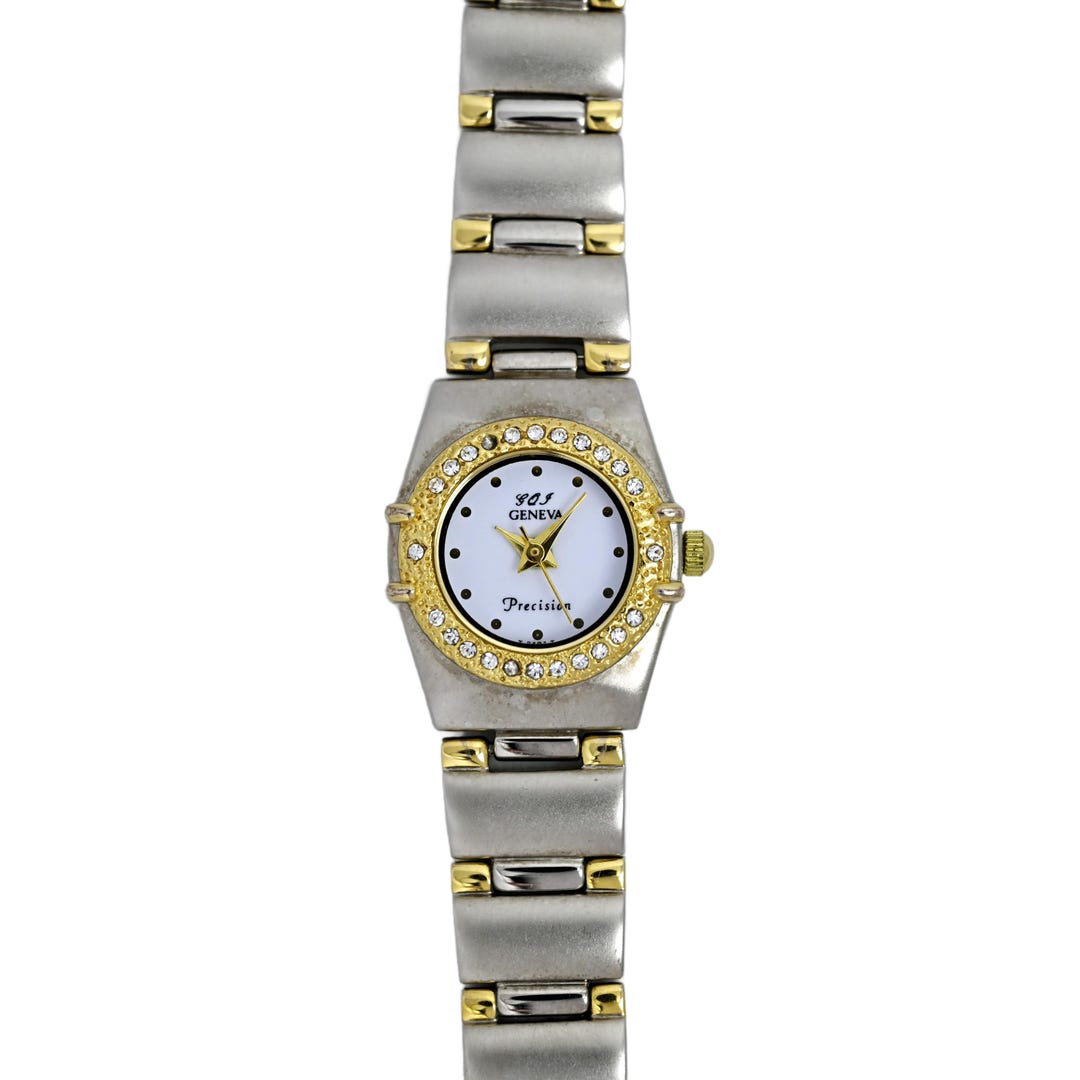 GOJ Geneva Ladies Vintage Two Tone Swiss Quartz Wrist Watch 1990's ...