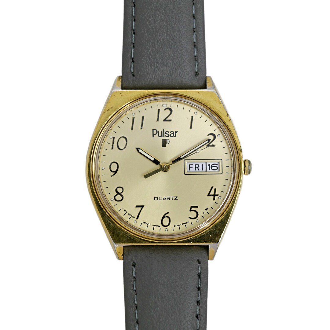 Pulsar by Seiko Men's Gold Plated Vintage 1980's Day Date Watch 34mm - Etsy