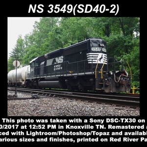 Norfolk Southern NS 3549 SD40-2 Knoxville TN 2017 - Etsy