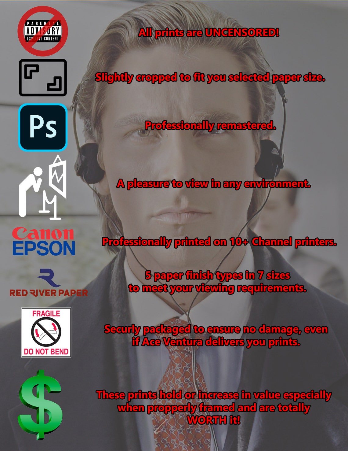 Christian Bale AMERICAN PSYCHO walkman Print Various Sizes - Etsy