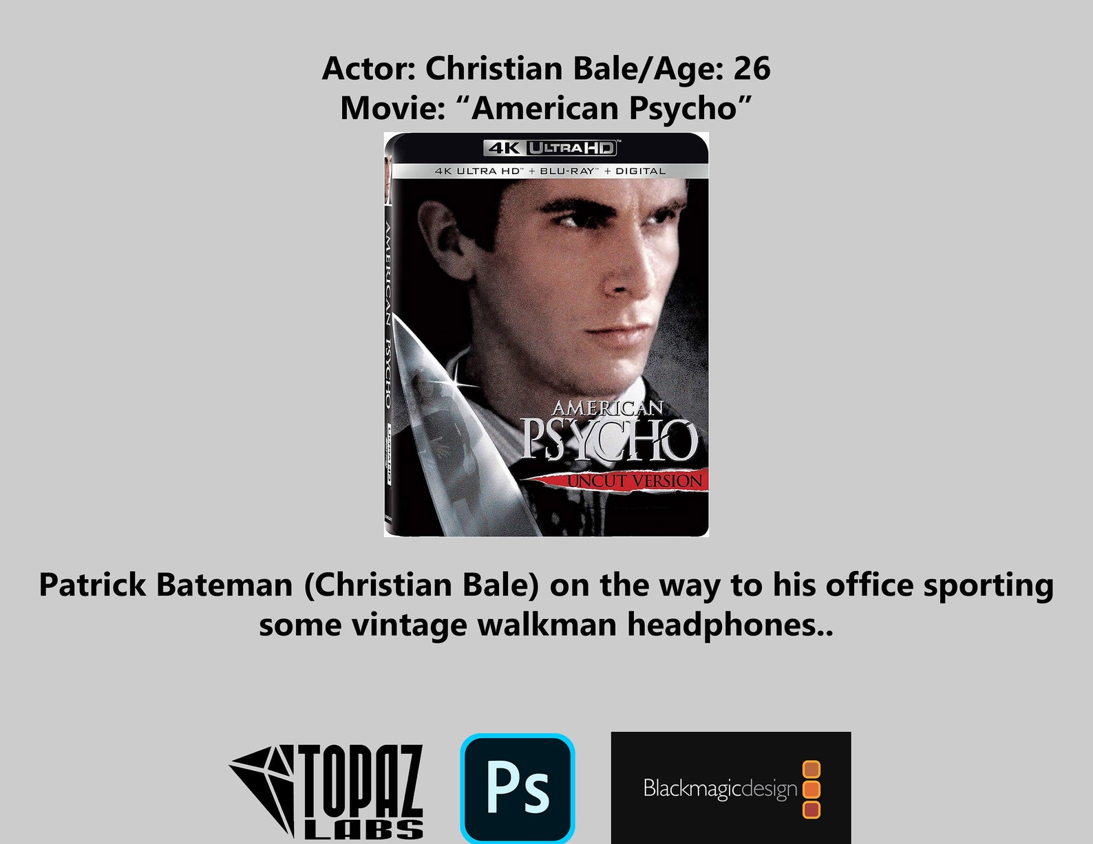 Christian Bale AMERICAN PSYCHO walkman Print Various Sizes - Etsy