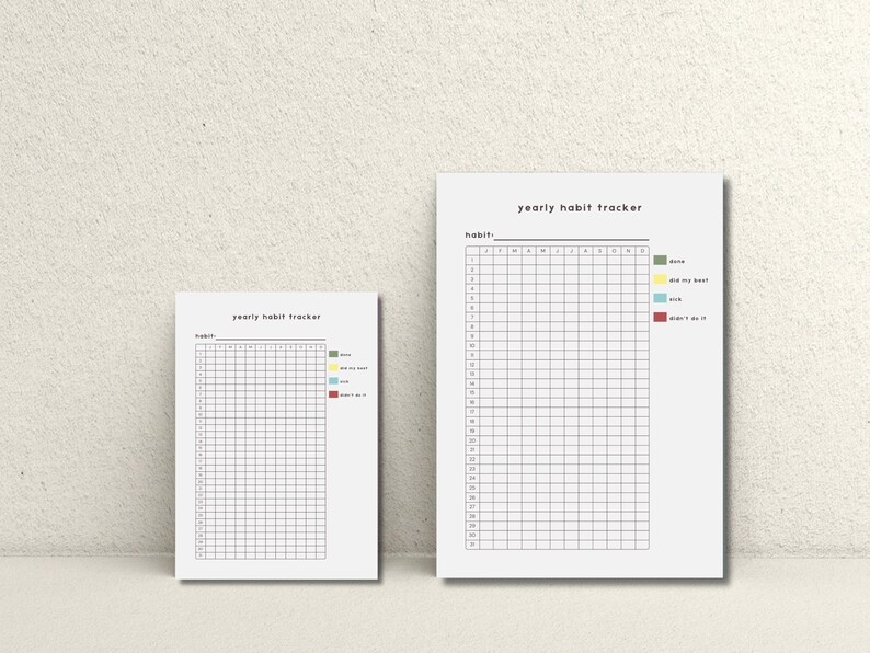 Yearly Habit Tracker Printable Planner Goal Setting Sheet Monthly ...