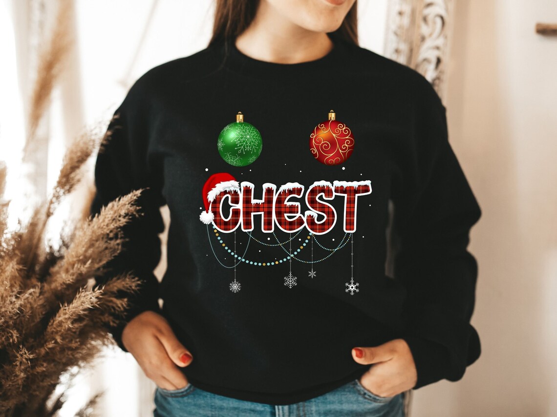 Chest and Nuts Sweater, Couple Sweater, Christmas Outfit, Christmas ...