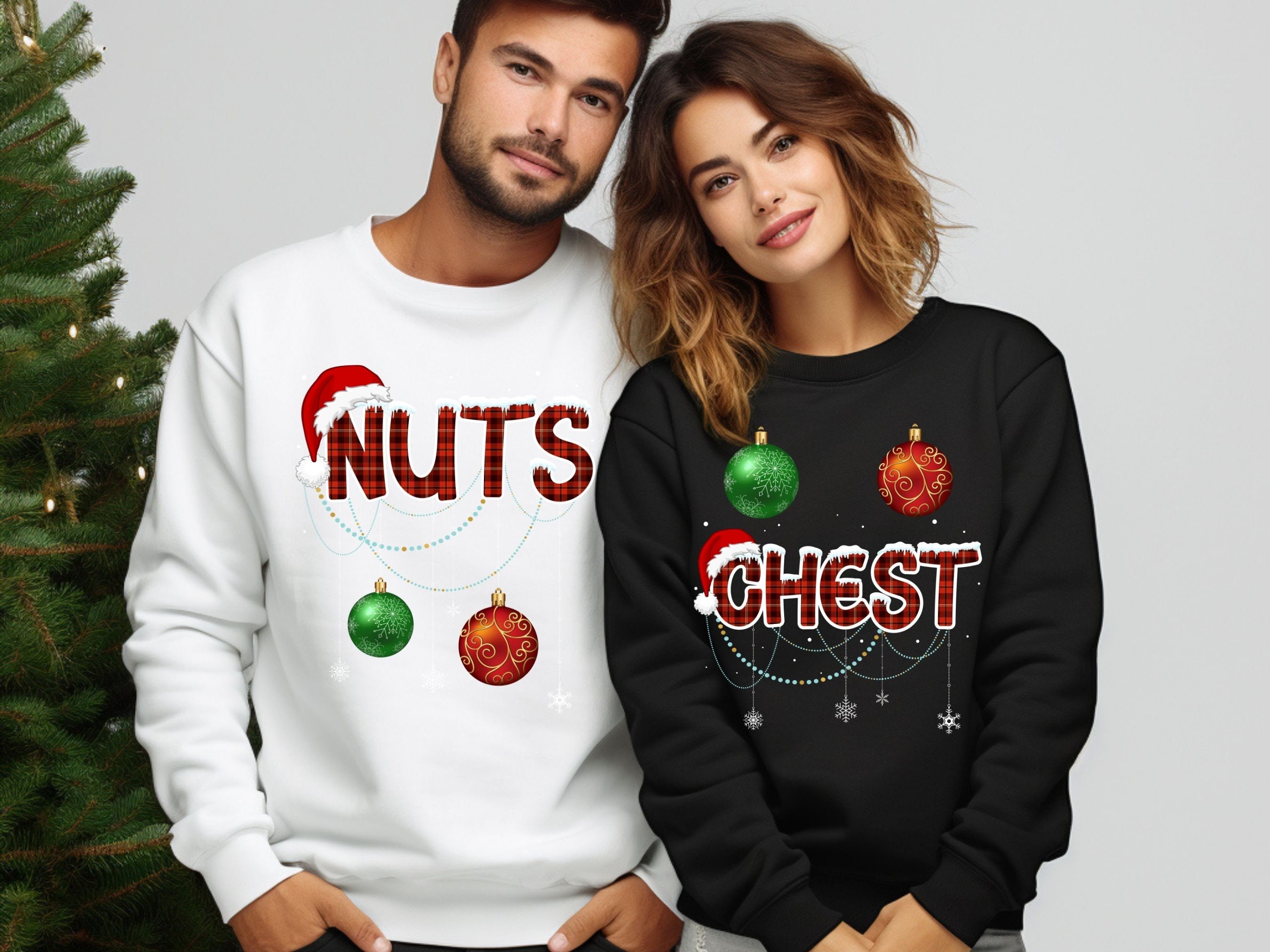 Chest and Nuts Sweater, Couple Sweater, Christmas Outfit, Christmas ...