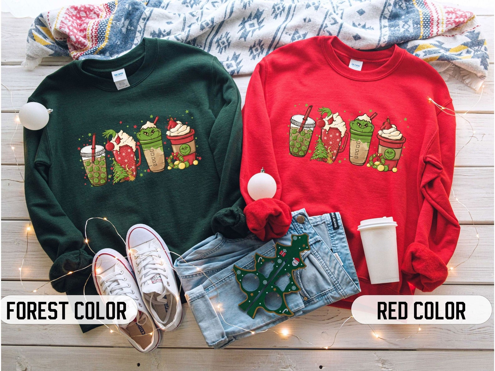 Christmas Grinchmas Sweatshirt, Merry Grinchmas Coffee Latte Cup ...