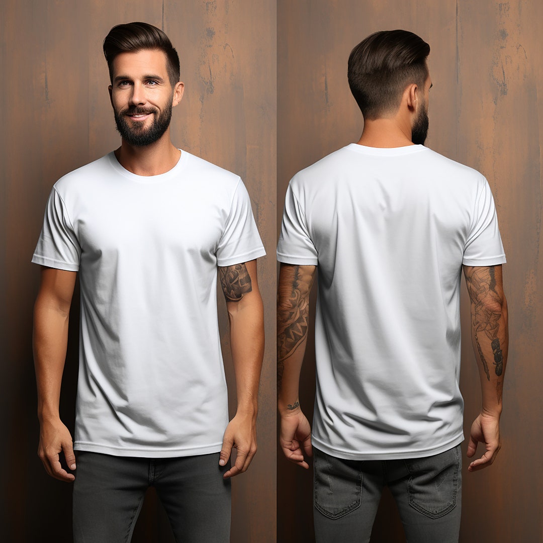 Front and Back Bella Canvas 3001 White Mockup, Backside Mockup, Front ...