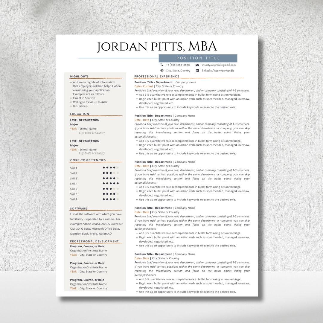 Professional Resume/cv Bundle With Cover Letter and Reference Page | A4 ...