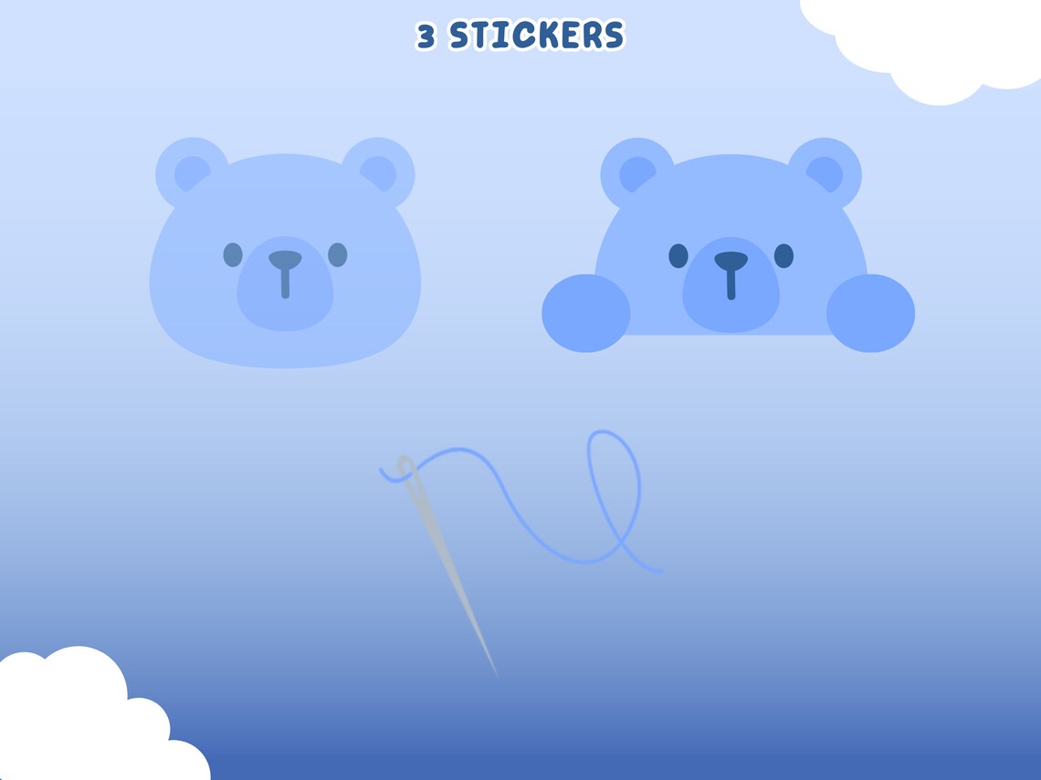 Cozy Blue Teddy Bear Overlay Pack (streaming Assets) - Stream Overlay ...