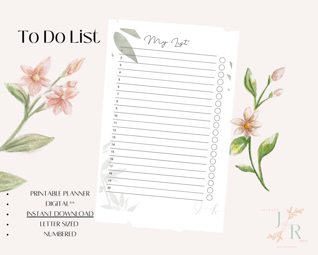 Printable Numbered To-do List - Etsy