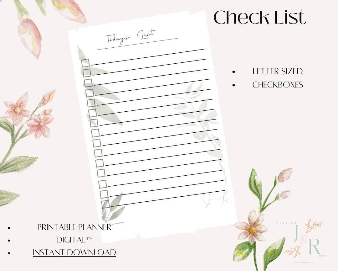 Printable Checklist - Etsy