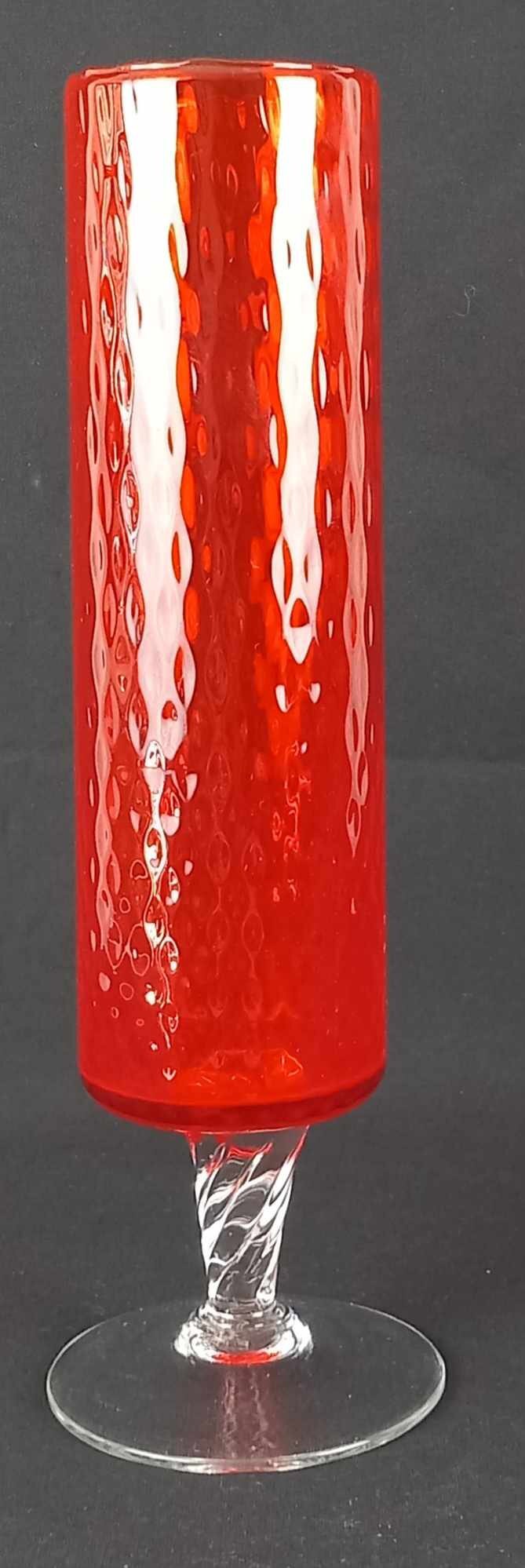 Large Red Glass Vase, Clear Base - Etsy