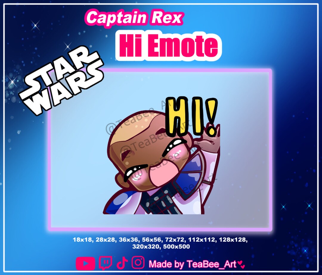 Star Wars Captain Rex, Hi, Emote, Twitch, Discord, Youtube, Cute, Chibi ...