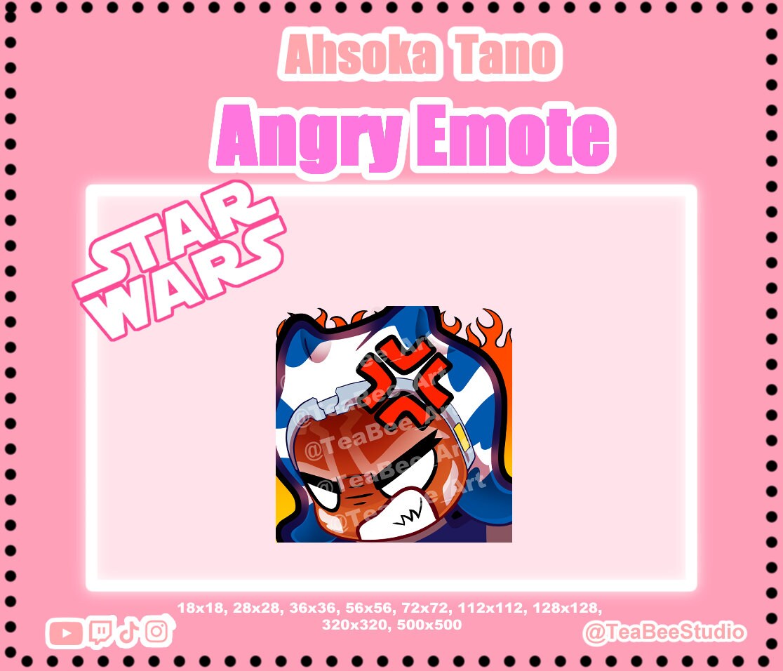 Star Wars Ahsoka Angry Emote | Twitch, Discord, Youtube, Cute, Chibi ...