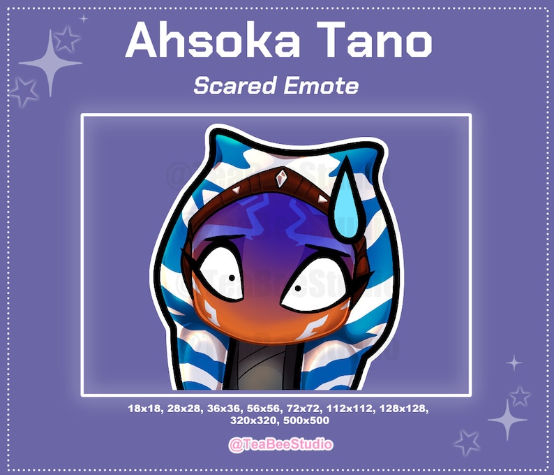 1x Scared Ahsoka Tano Emote Star Wars, Twitch, Youtube, Discord, Cute ...